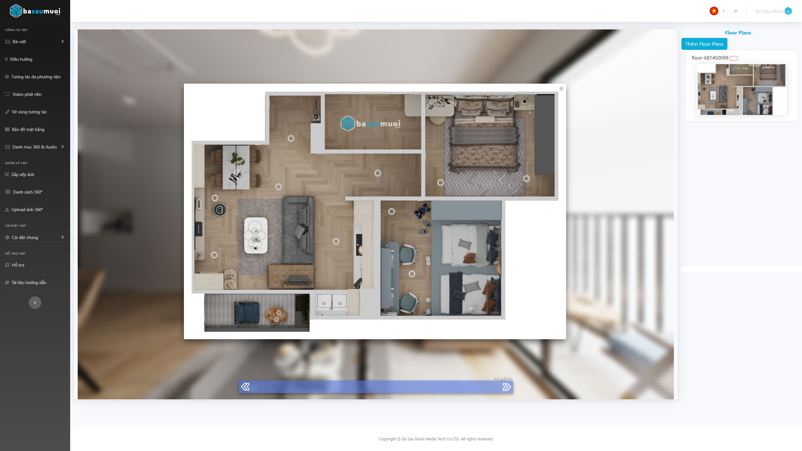 Tạo bản đồ mặt bằng Layouts - Điều hướng tham quan 360 - VRAi 360